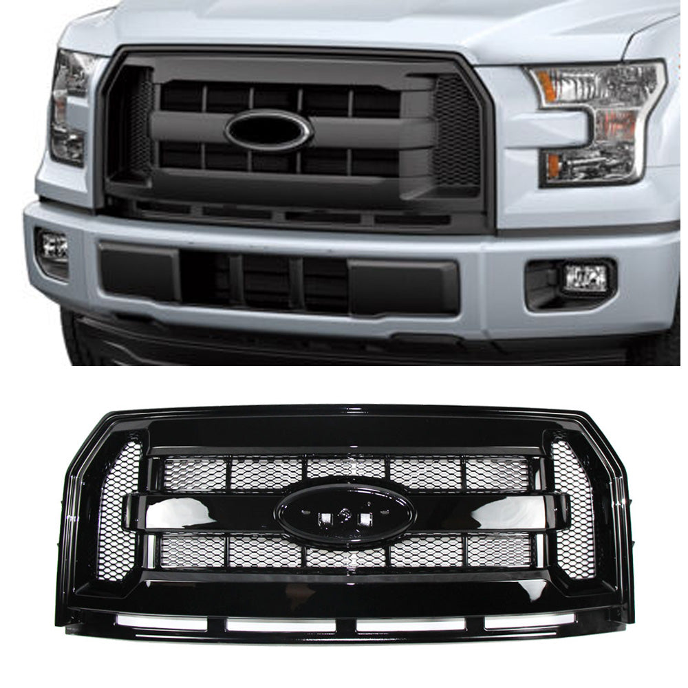 2015 2016 2017 Ford F150 Front Bumper Grille Grill Glossy Black – CNCT
