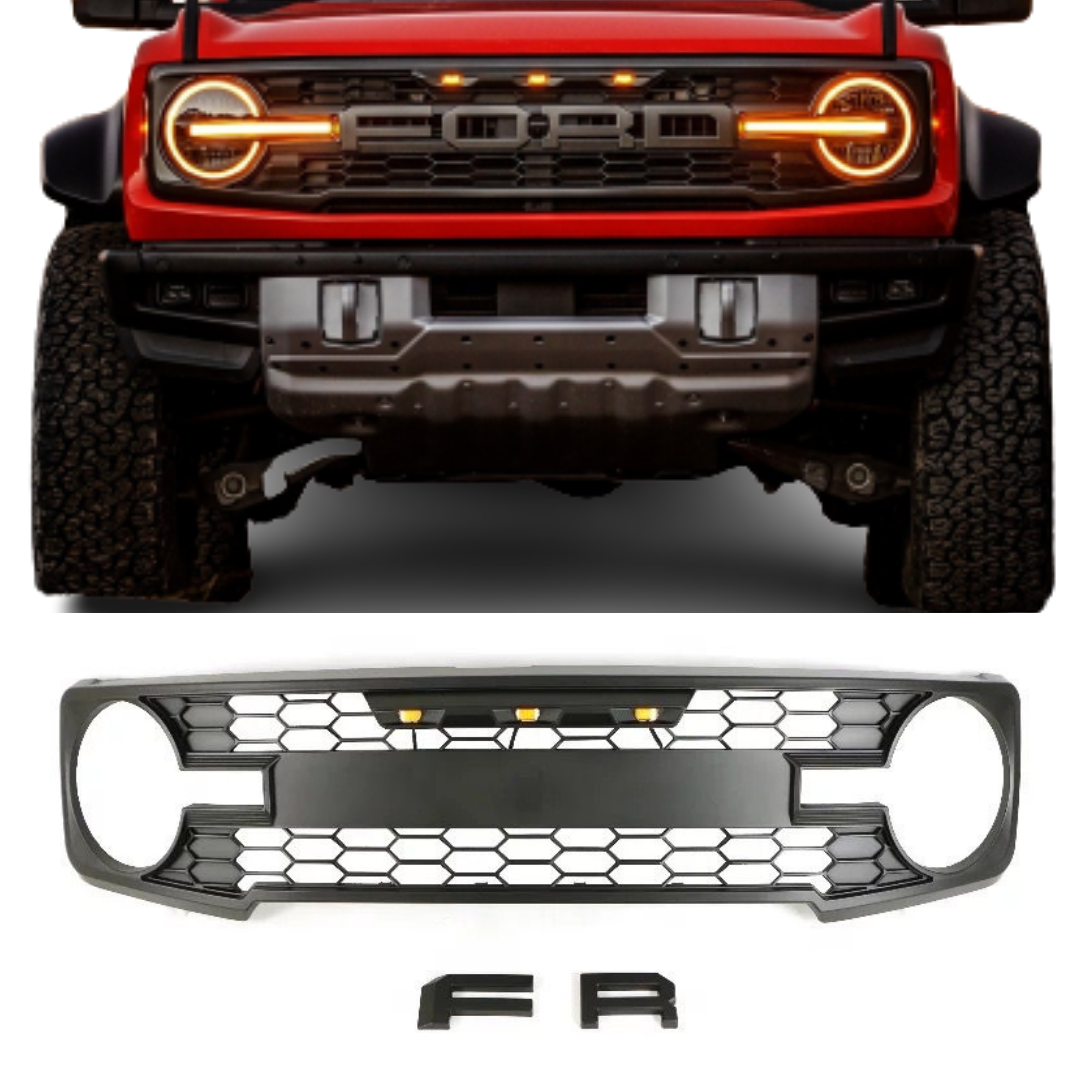 2021-2022 Ford Bronco Raptor Style Grill With Letters & LED Lights – CNCT
